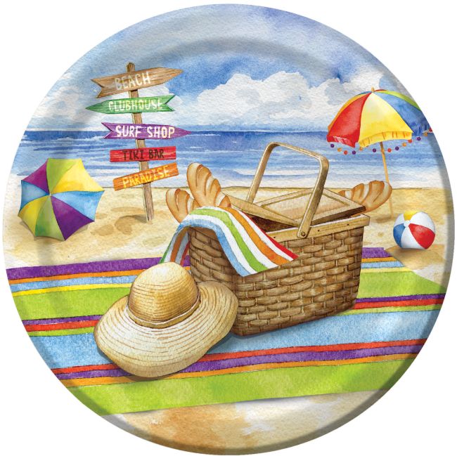 Day At The Beach 7-inch Paper Plates: Party at Lewis Elegant Party ...