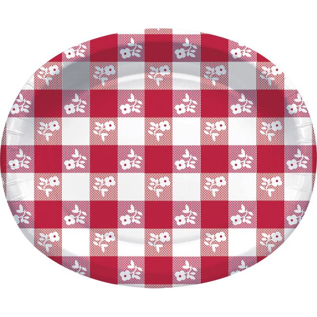 Red Gingham 12-inch Oval Plates: Party at Lewis Elegant Party Supplies ...