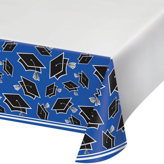 Graduation School Spirit Plastic Tablecloth Cobalt Blue: Party at Lewis ...