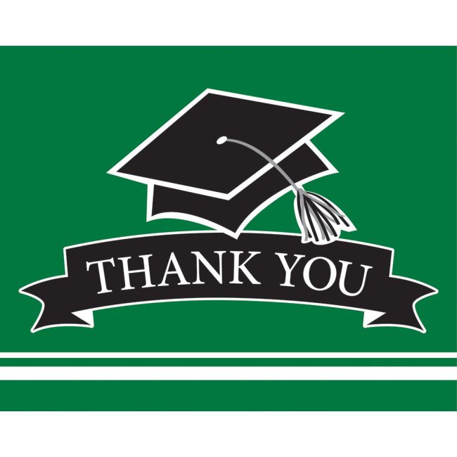 Graduation School Spirit Thank You Cards Green: Party at Lewis Elegant ...