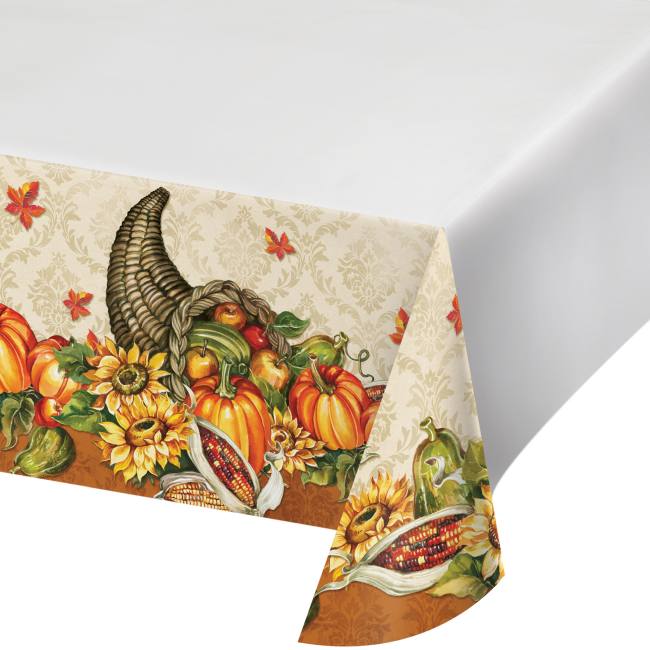 Harvest Cornucopia Plastic Tablecloth: Party at Lewis Elegant Party ...