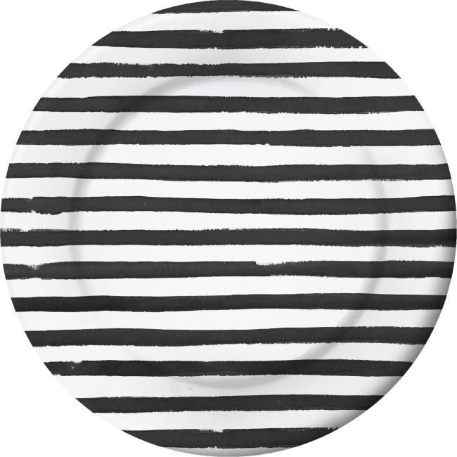 Licorice Striped 11-inch Wide Rim Paper Plates: Party at Lewis Elegant ...