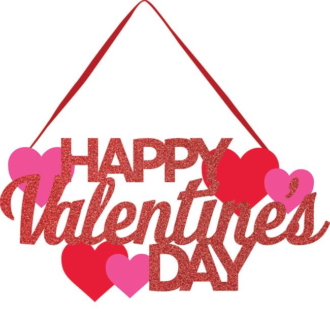 Happy Valentines Day Glitter Hanging Sign: Party at Lewis Elegant Party ...