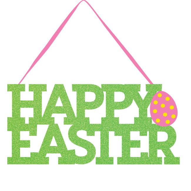 Happy Easter Glitter Hanging Sign: Party at Lewis Elegant Party ...