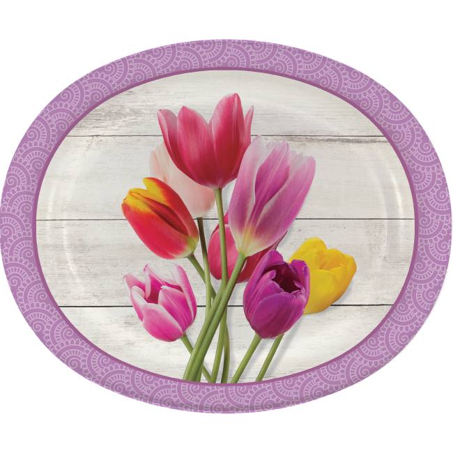 Beautiful Tulip Blossoms 12-inch Oval Plates: Party at Lewis Elegant ...