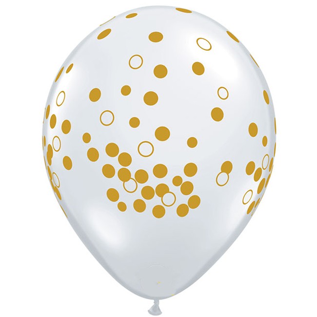 Gold Dots on Diamond Clear 11-inch Qualatex Latex Balloons: Party at ...