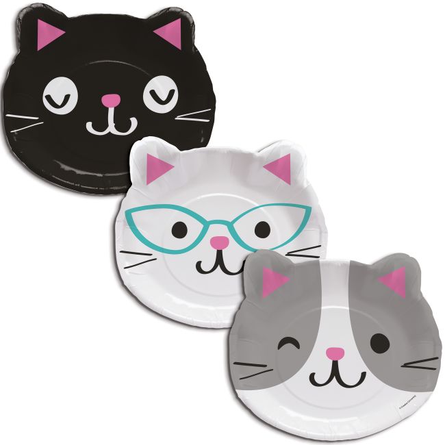 Purr-Fect Kitty Cat Party Assorted 9-inch Shaped Plates: Party at Lewis ...