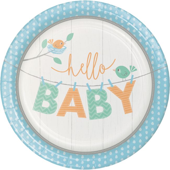 Hello Baby Boy 9-inch Plates: Party at Lewis Elegant Party Supplies ...