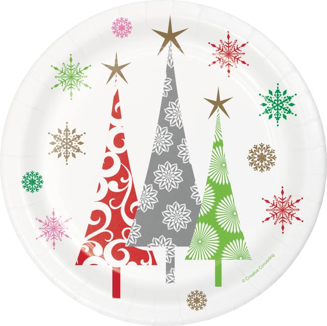 Contemporary Christmas Trees 7-inch Plates: Party at Lewis Elegant ...