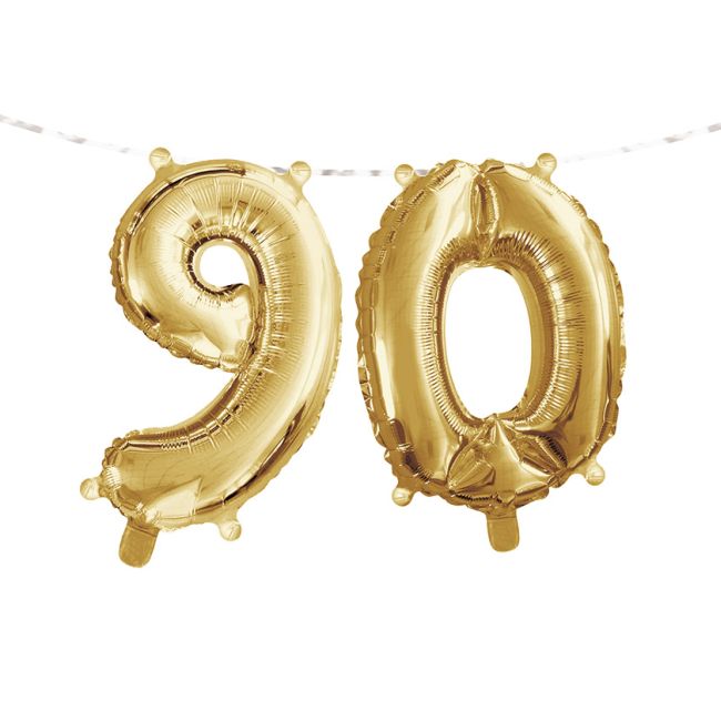 Gold 90th Birthday Balloon Banner: Party at Lewis Elegant Party ...