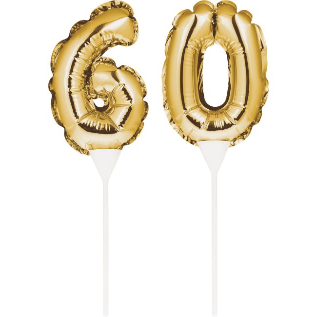 Gold 60th Birthday Balloon Cake Topper: Party at Lewis Elegant Party ...