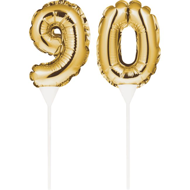 Gold 90th Birthday Balloon Cake Topper: Party at Lewis Elegant Party ...