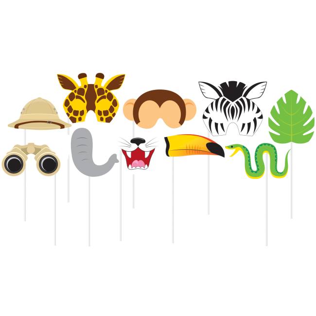 Jungle Animals Photo Booth Props: Party at Lewis Elegant Party Supplies ...
