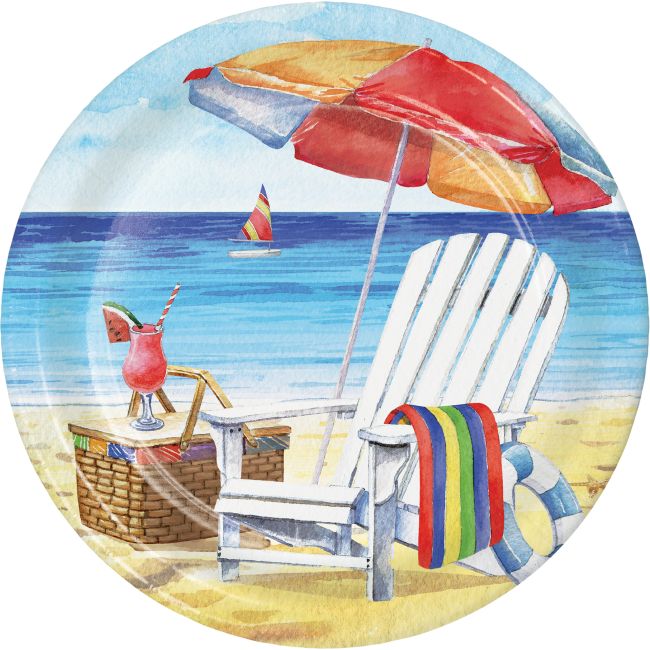 Breezy Beach 9-inch Plates: Party at Lewis Elegant Party Supplies ...