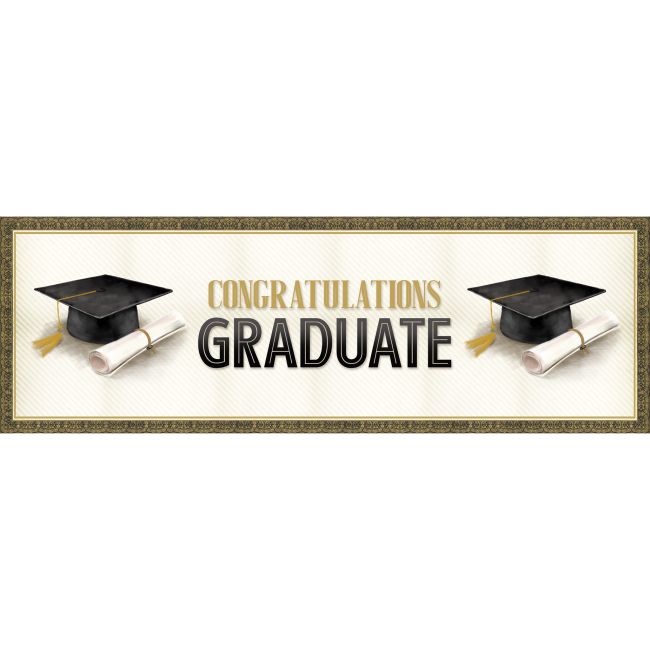 Classic Graduation Congratulations Giant Banner: Party at Lewis Elegant ...