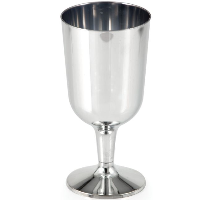 Sensations 6 oz Plastic Silver Metallic Wine Goblet: Party at Lewis ...