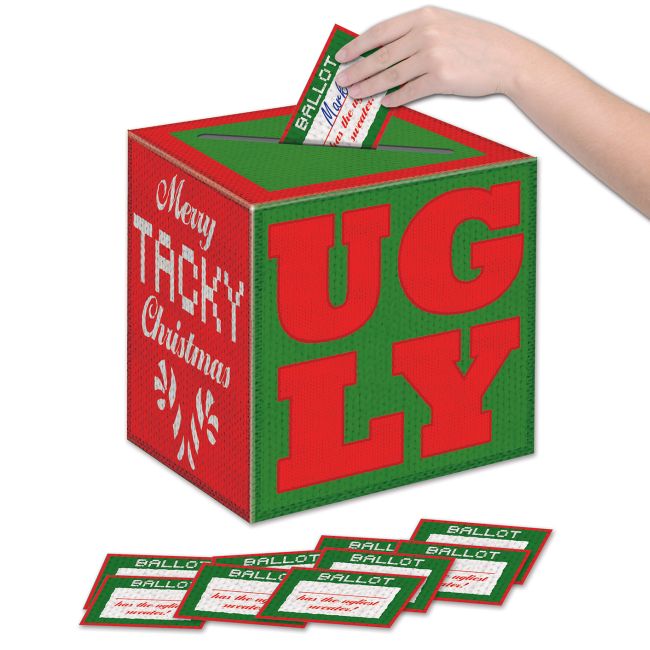Ugly Christmas Sweater Ballot Box w/Ballots: Party at Lewis Elegant ...
