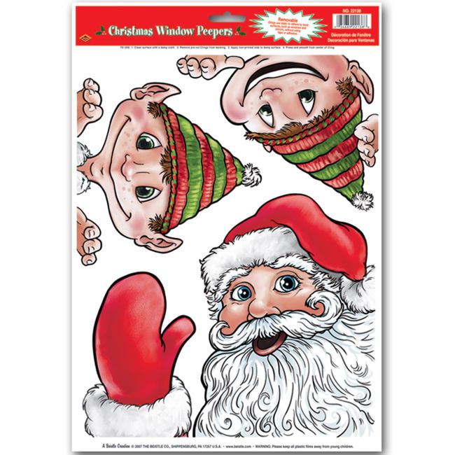 Santa & Elves Peeper Window Clings: Party at Lewis Elegant Party ...