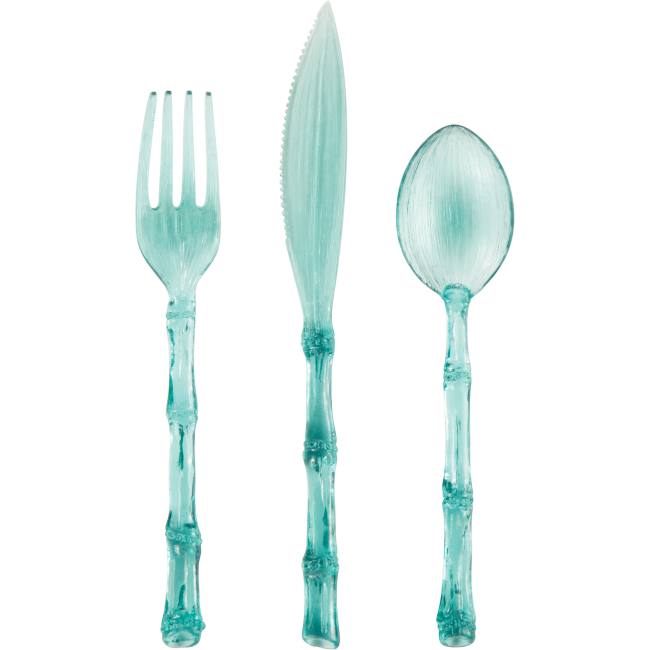 Palm Translucent Aqua Assorted Plastic Cutlery: Party at Lewis Elegant ...