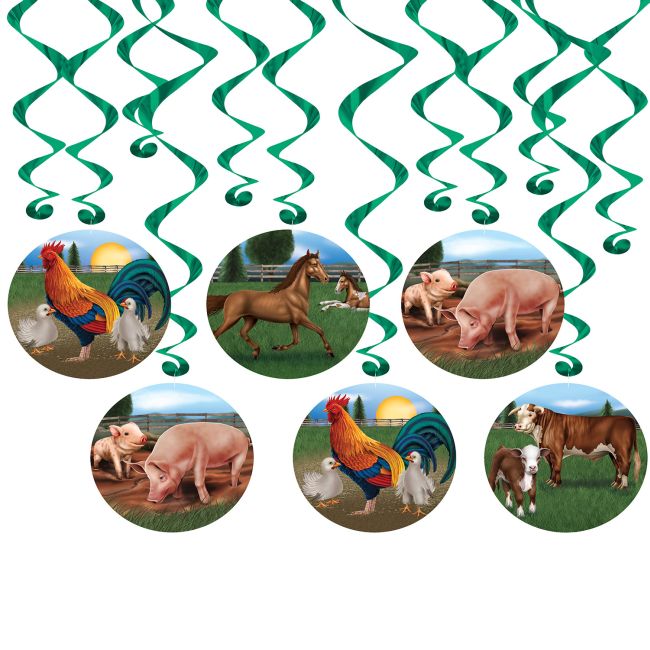 Farm Animal Hanging Whirl Decorations: Party at Lewis Elegant Party ...
