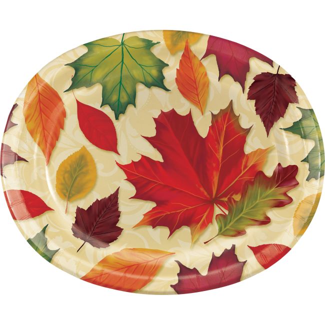 Fall Leaves 12-inch Oval Plates: Party at Lewis Elegant Party Supplies ...