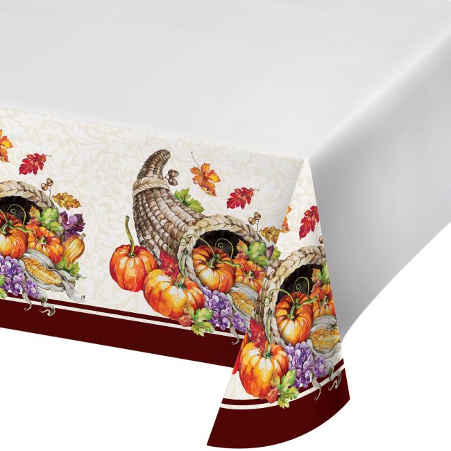 Cornucopia Plastic Tablecloth: Party at Lewis Elegant Party Supplies ...