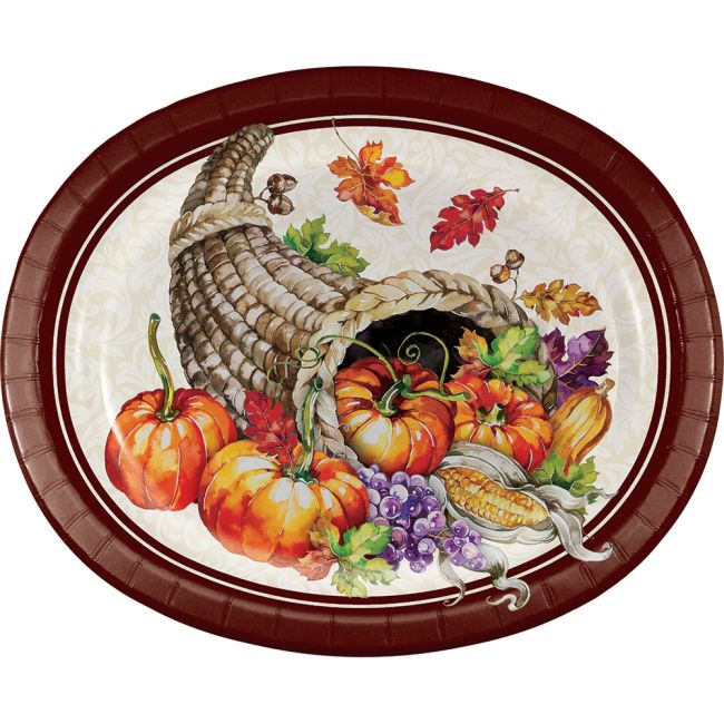 Cornucopia 12-inch Oval Plates: Party at Lewis Elegant Party Supplies ...