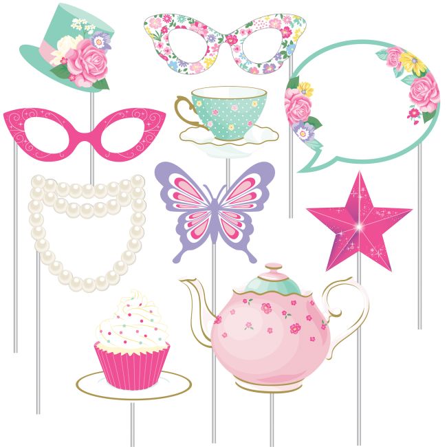 Floral Tea Party Photo Booth Props: Party at Lewis Elegant Party ...