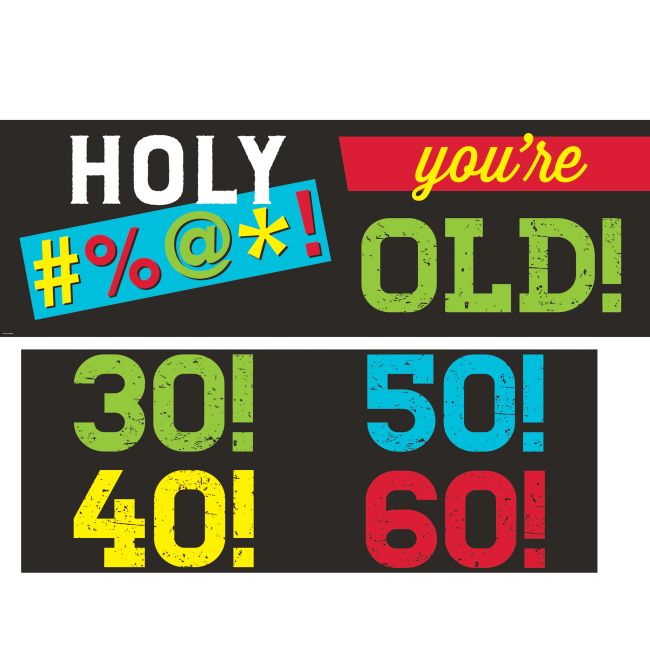 Age Humor Birthday Banner with Age Stickers: Party at Lewis Elegant ...