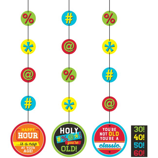 Age Humor Hanging Cutout Decorations with Age Stickers: Party at Lewis ...