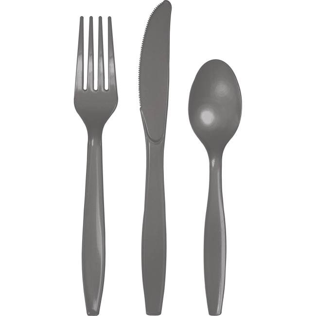 Glamour Gray Heavy Duty Plastic Cutlery: Party at Lewis Elegant Party ...