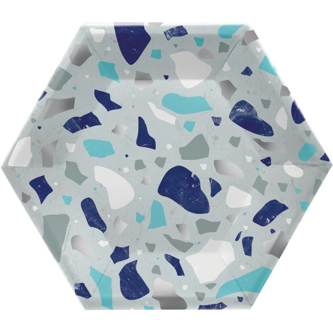 Elise Terrazzo 10-inch Hexagon Foil Plates: Party at Lewis Elegant ...