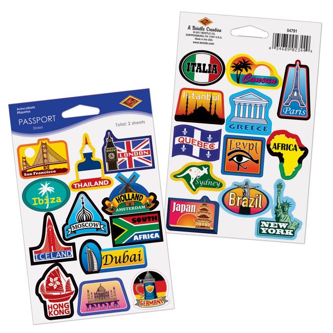 Around The World Passport Stickers: Party at Lewis Elegant Party ...