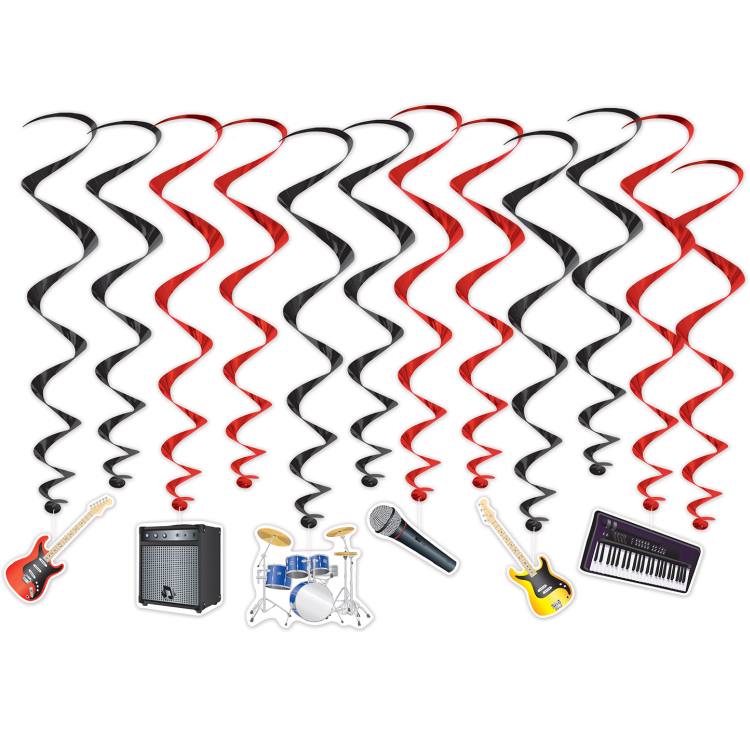 Rock N Roll Band Instruments Hanging Whirl Decorations #2: Party at ...