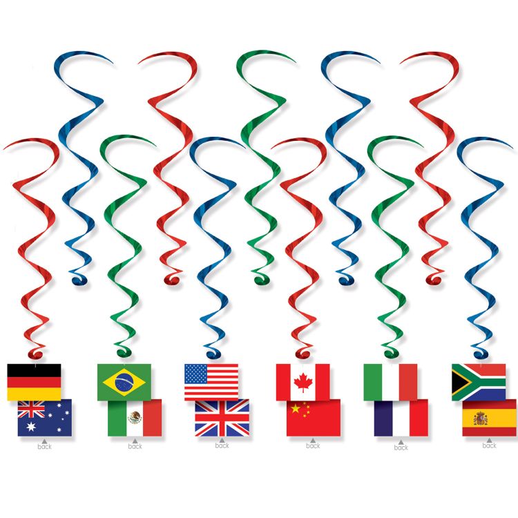 International Flag Hanging Whirl Decorations #2: Party at Lewis Elegant ...