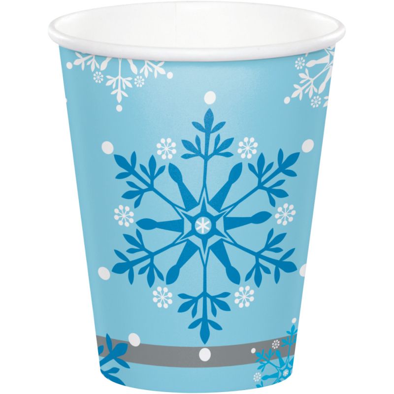 Snowflake Swirls 9 oz Hot/Cold Cups: Party at Lewis Elegant Party ...
