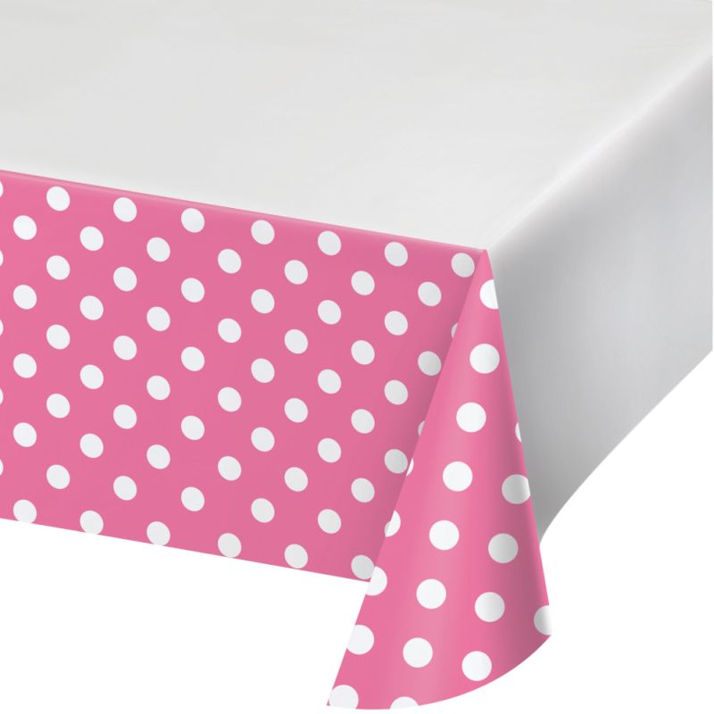 Candy Pink Dots and Stripes Plastic Tablecloth: Party at Lewis Elegant ...
