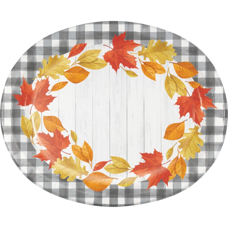 Autumn Falling Leaves 12-inch Oval Plates: Party at Lewis Elegant Party ...