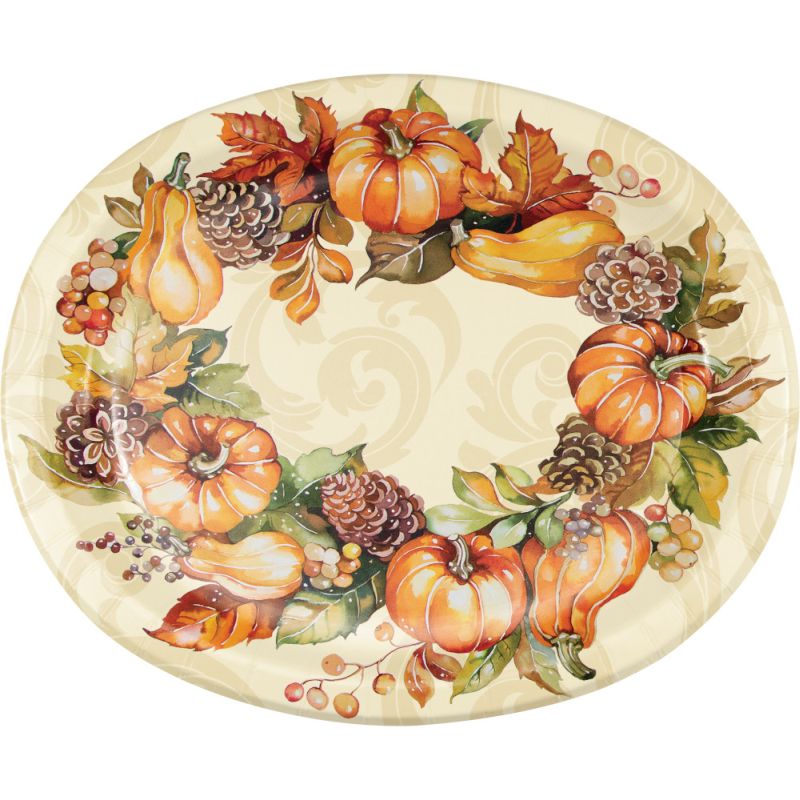 Autumn Wreath 12-inch Oval Plates: Party at Lewis Elegant Party ...