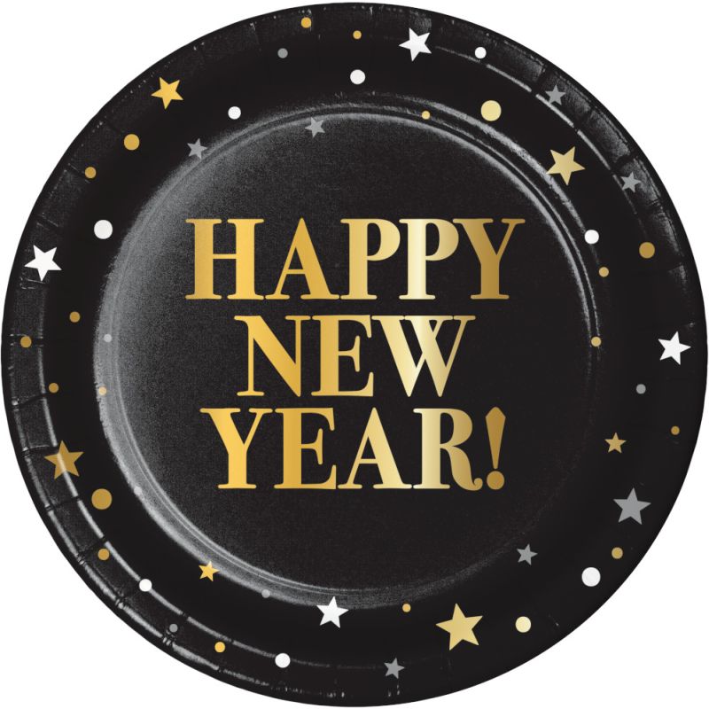Golden New Year 7-inch Plate: Party at Lewis Elegant Party Supplies ...