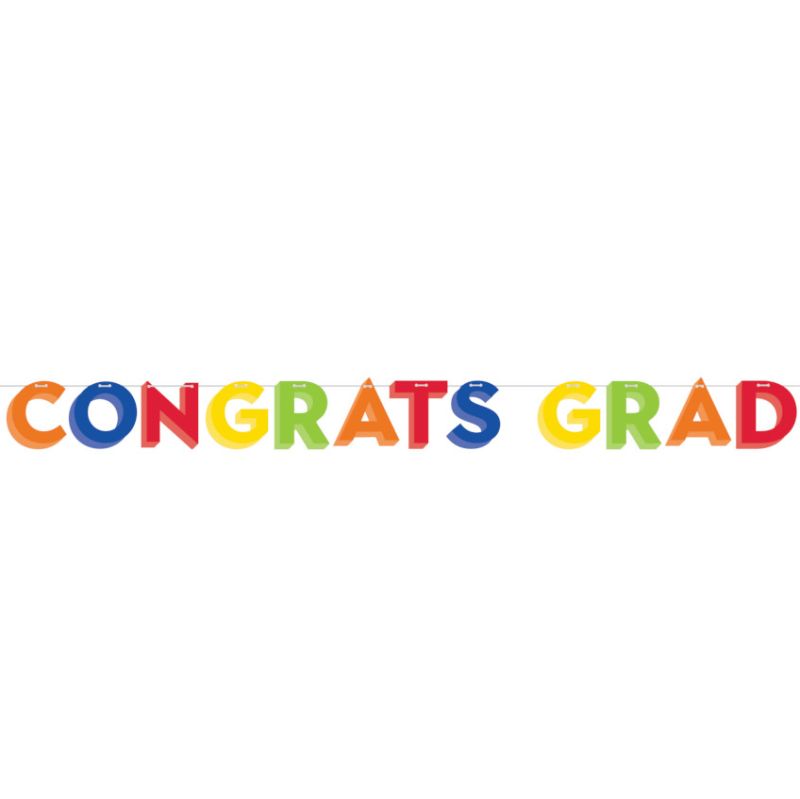 Rainbow Grad Shaped Banner: Party at Lewis Elegant Party Supplies ...