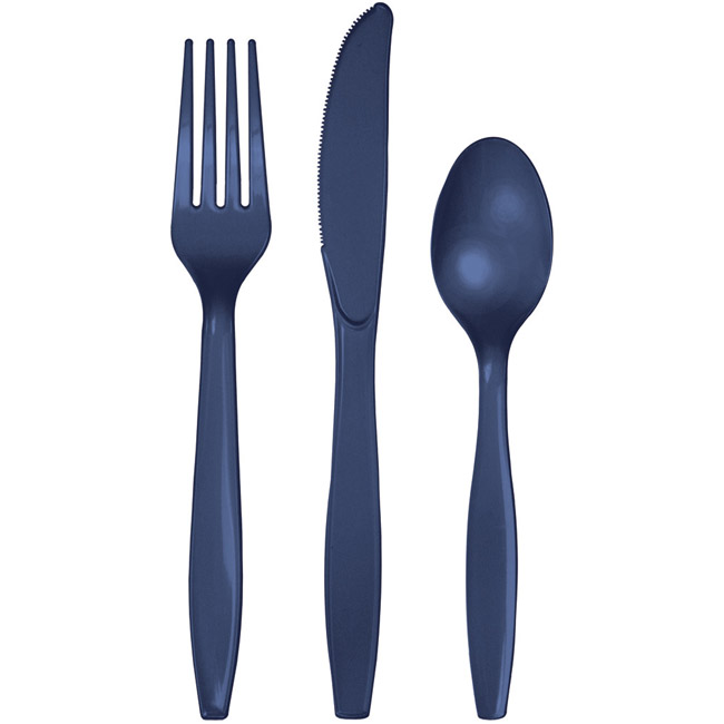 Navy Blue Heavy Duty Plastic Cutlery: Party at Lewis Elegant Party ...