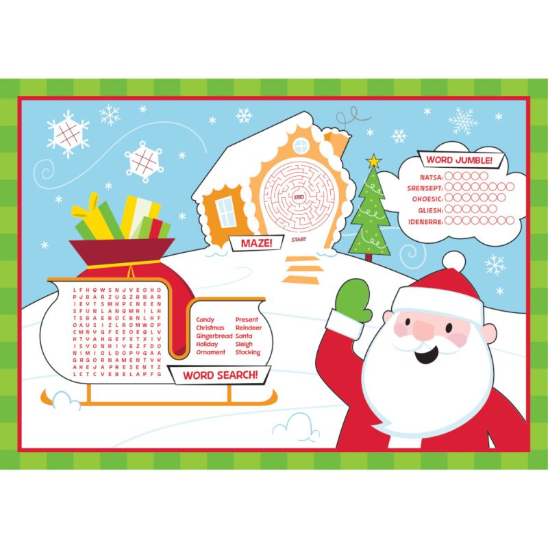 Christmas Kid's Activity Placemats 2-Sided: Party at Lewis Elegant ...