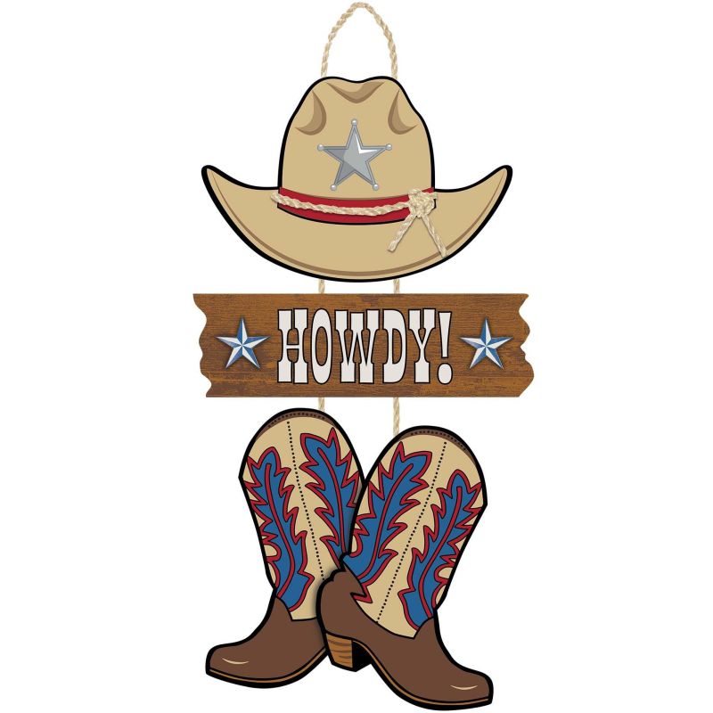 Western Triple Sign Hanging Decoration with Rope Hanger: Party at Lewis ...