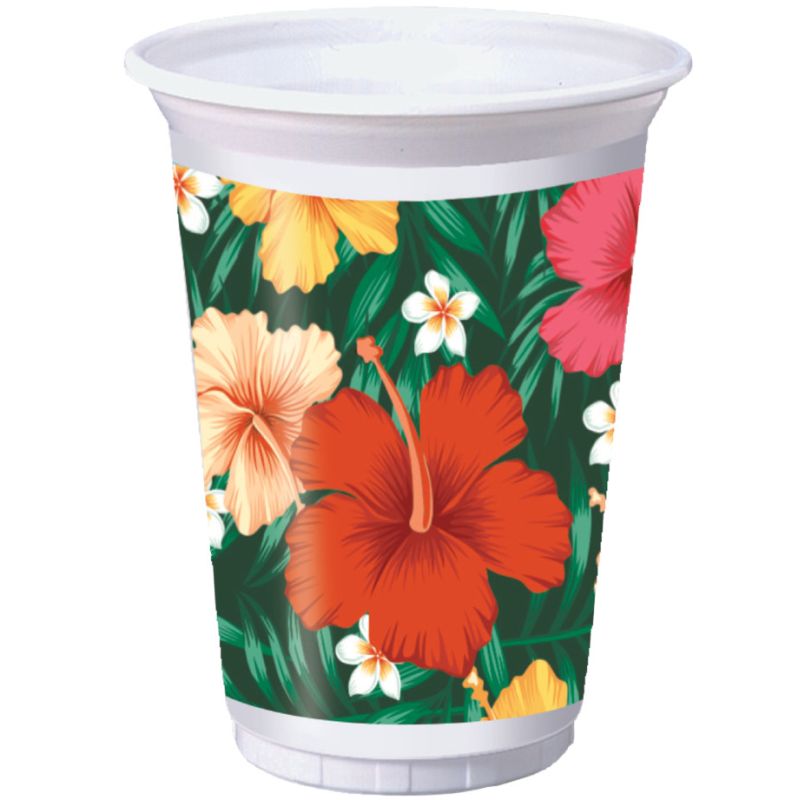 Tropical Flowers 16 oz Plastic Cups: Party at Lewis Elegant Party ...