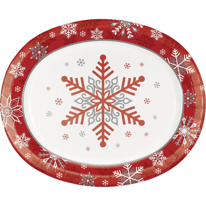 Winter Snowflakes 12-inch Oval Plates: Party at Lewis Elegant Party ...
