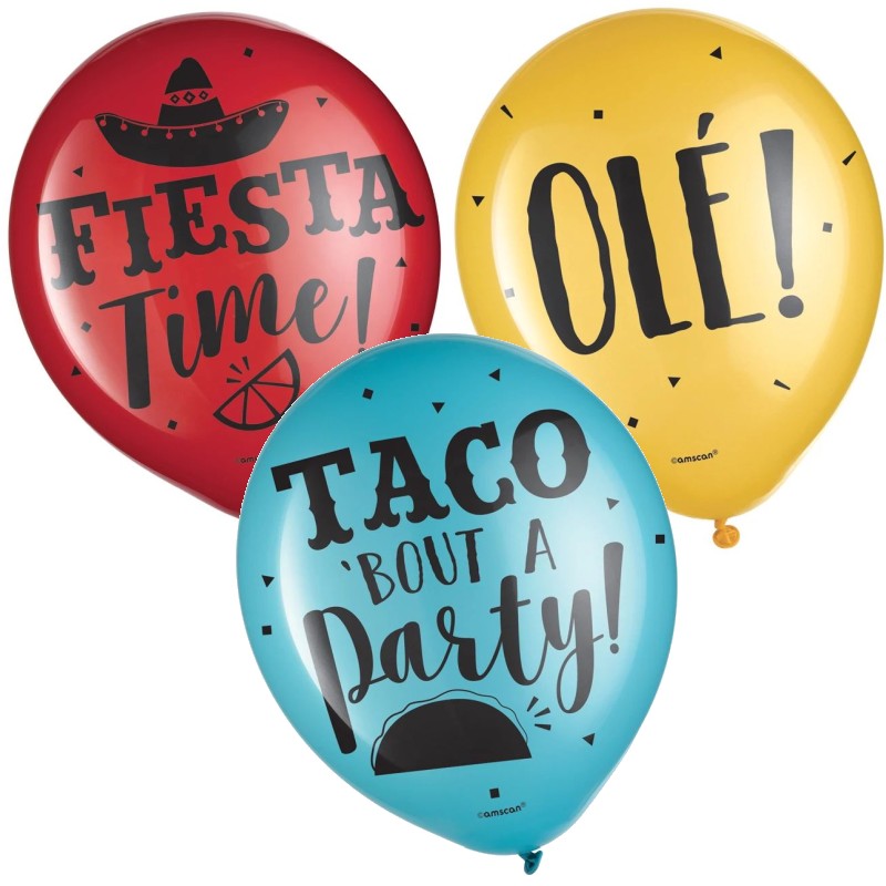 Fiesta Printed 12-inch Latex Balloons: Party at Lewis Elegant Party ...