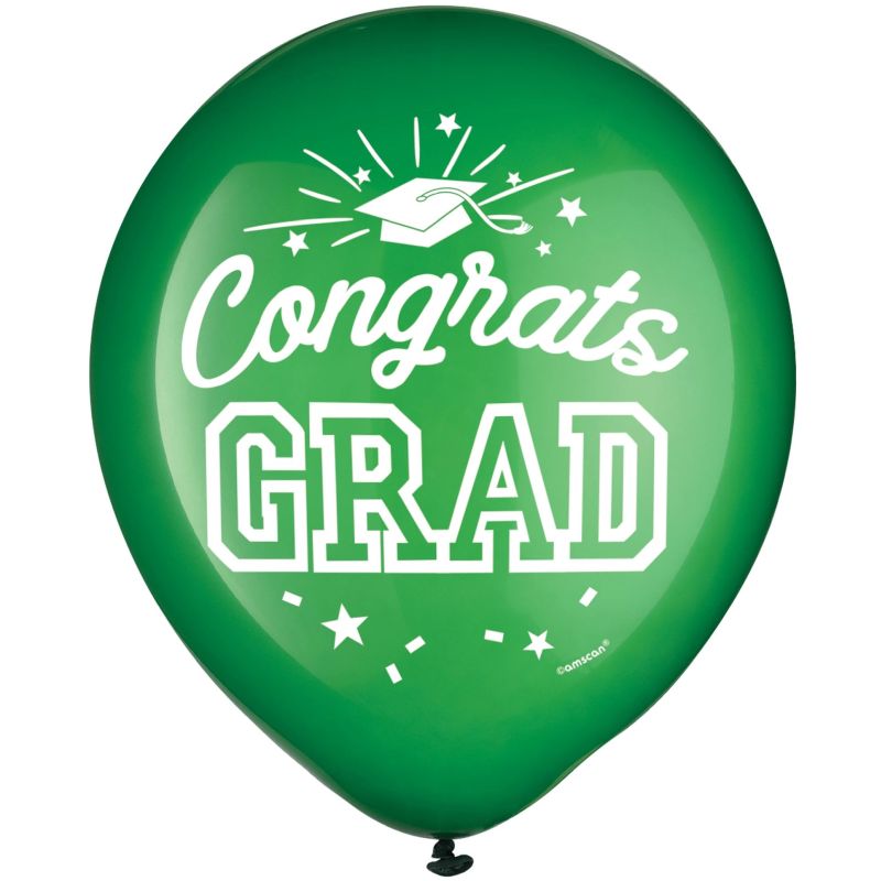 Graduation Green 12-inch Latex Balloons: Party at Lewis Elegant Party ...