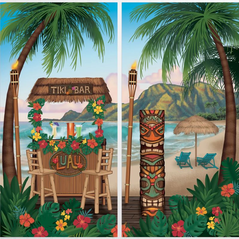 Vintage Tiki Scene Setter Backdrop: Party at Lewis Elegant Party ...
