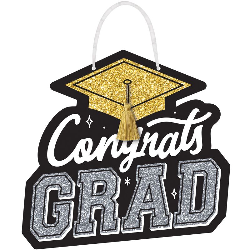 Congrats Grad Hanging Glitter Sign: Party at Lewis Elegant Party ...